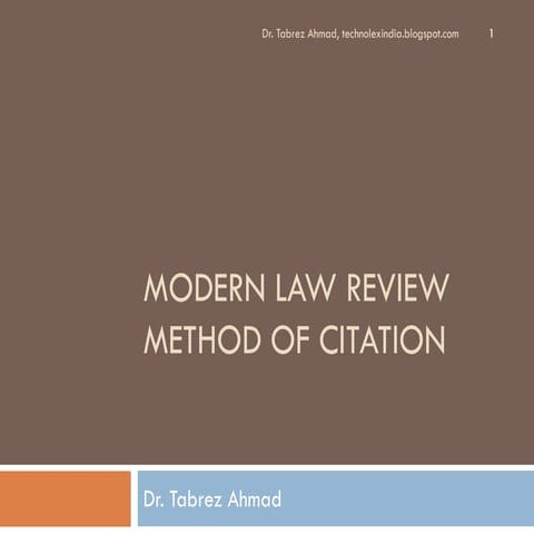 The Indian Law Institute (ILI) Method of Citation | PPTX