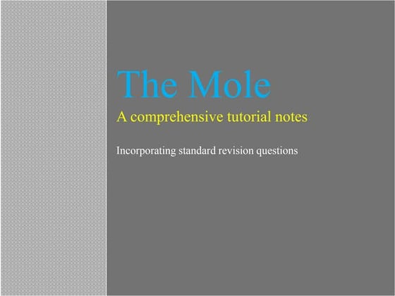 Class XI Chemistry - Mole Concept | PPTX | Chemistry | Science