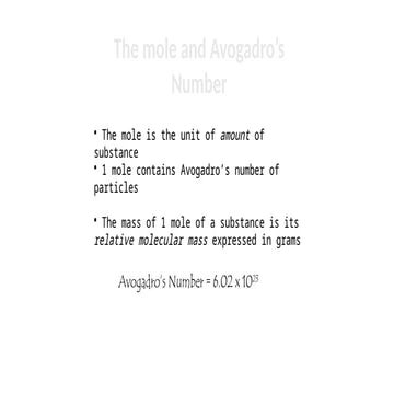 The Mole and Avogadro's Number.pptx INCLUDING CHEMICAL CALUTION FOR ...