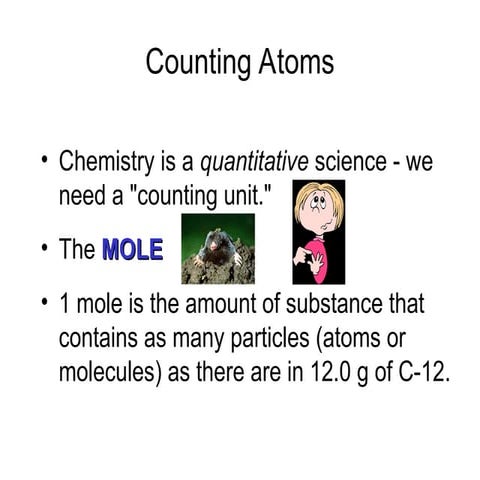 The Mole Concept And Avogadros Number Ppt