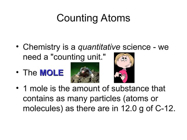 The Mole Concept And Avogadros Number Ppt