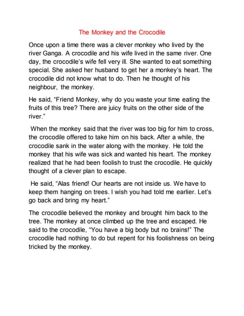 the monkey and crocodile | PPTX