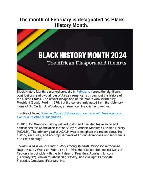 The origin of the observance of Black History Month in the U.S. | PPT
