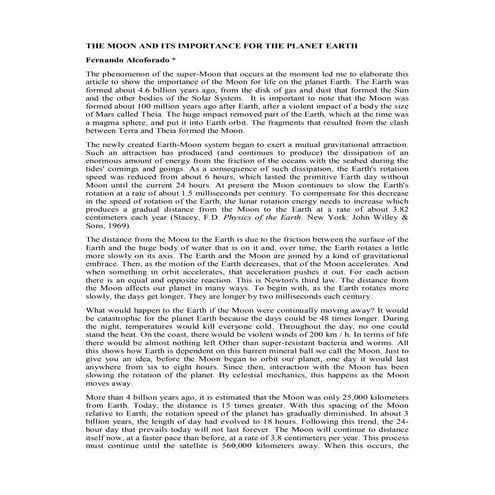 The moon and its importance for the planet earth | PDF