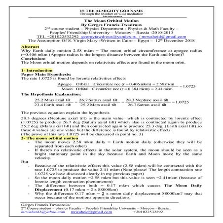 The moon orbital motion | PDF