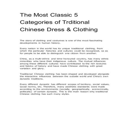 The most classic 5 categories of trditional chinese dress & clothing | DOCX