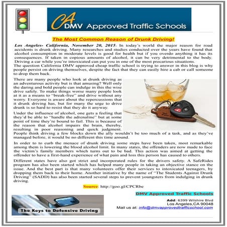 The most common reason of drunk driving! | PDF