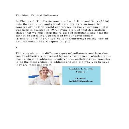 The Most Critical PollutantsIn Chapter 6 The Environment – Part.docx
