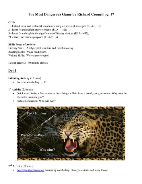 Most dangerous game_-_map | PPT