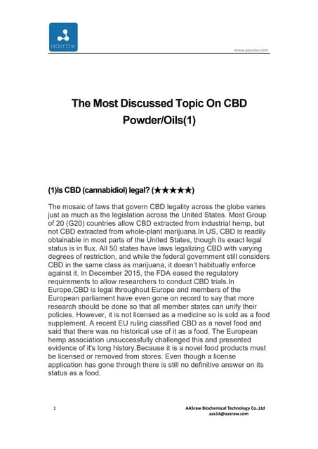 CBD 101 An Introduction to Cannabidiol | PPT