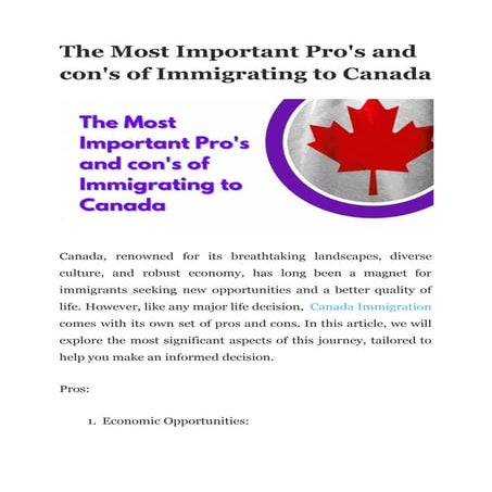 The Most Important Pro's and con's of Canada immigration.pdf