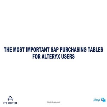 The most important SAP Finance tables for Alteryx users | PDF
