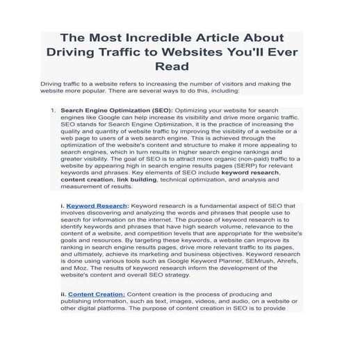 The Most Incredible Article About Driving Traffic to Websites You'll ...
