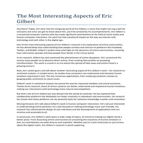 The Most Interesting Aspects of Eric Gilbert Princeton NJ.pdf