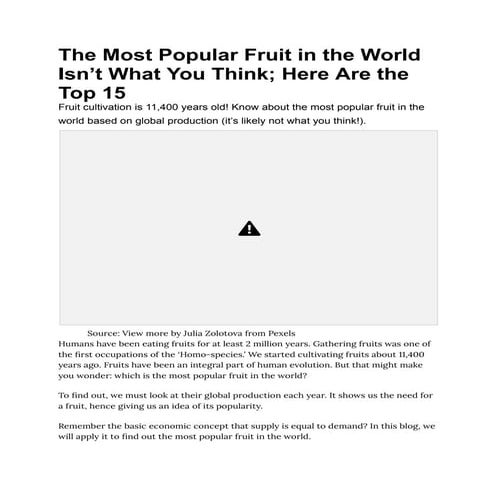 The Most Popular Fruit in the World Isn’t What You Think; Here Are the ...
