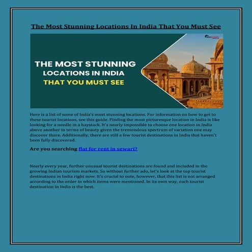 Top 10 tourist destinations in india | PPTX