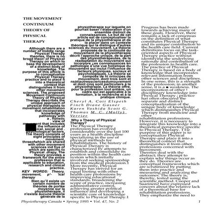 The movement continuum theory cott finch et al | DOC