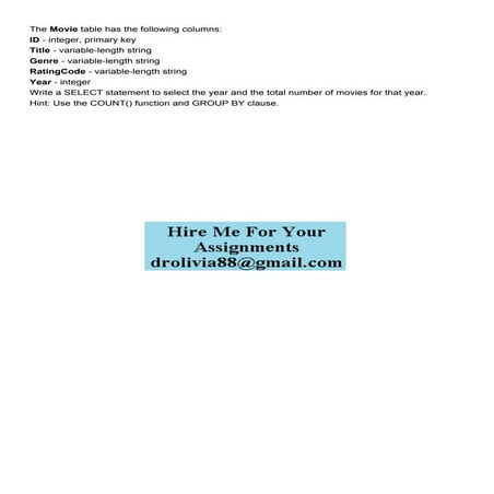 The Movie table has the following columns ID integer pri.pdf