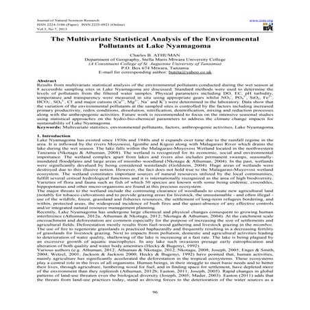 The multivariate statistical analysis of the environmental pollutants ...