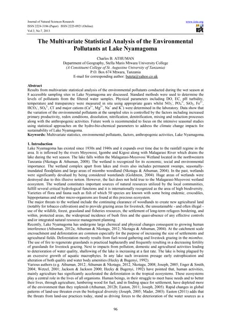 Assessment Of Spatial Variations In Surface Water Quality Of Laguna Lake Stations Using Cluster