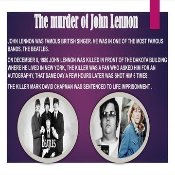 The murder of John Lennon mi exposición1 | PPTX