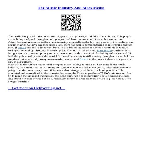 The Music Industry And Mass Media | PDF
