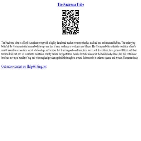 The Nacirema Tribe | PDF