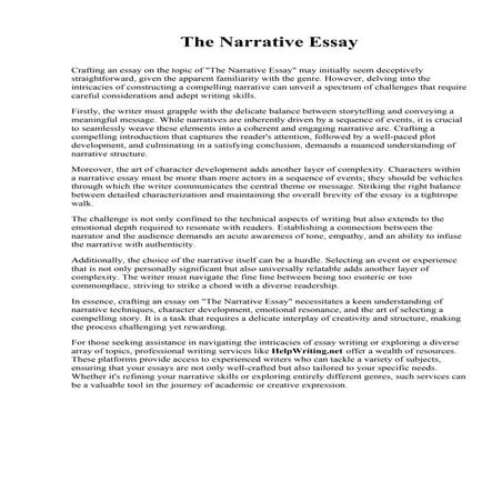 The Narrative Essay. Dominican University | PDF