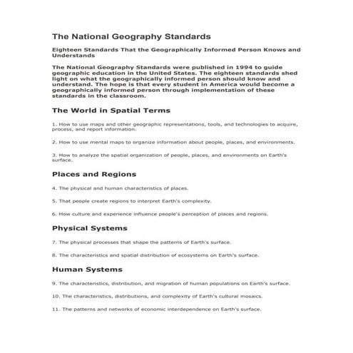 The national geography standards | DOC