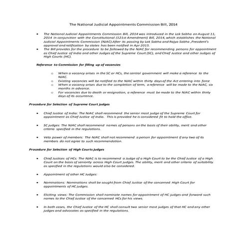 The national judicial appointments commission bill(NJAC);SSB Lec/Gp Dis ...