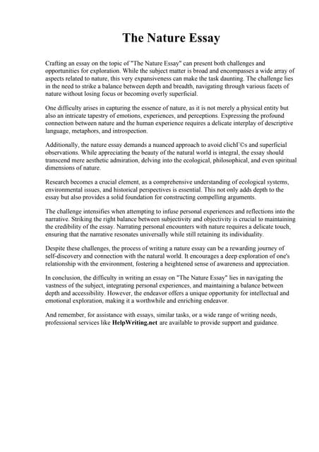 Essay On Beauty Of Nature. Greensboro College | PDF