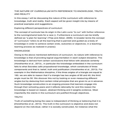 The nature of curriculum with reference to knoweldge | PDF ...