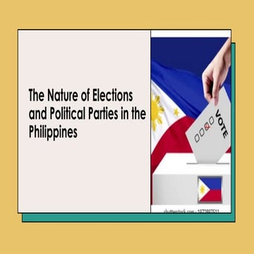 Philippine politics and Governance for Grade 11 The Nature of Elections ...