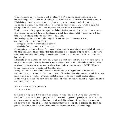 The necessary privacy of a client ID and secret passcode is becomi.docx