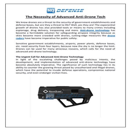 The Rise of Anti-Drone Technology: A Look at Drone Jammers | PDF