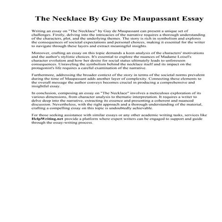 The Necklace By Guy De Maupassant Essay.pdf | Poetry | Books and Literature