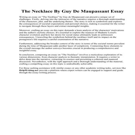 The Necklace By Guy De Maupassant Essay. The Necklace by Guy de ...