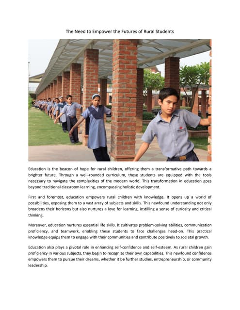 Educational Empowerment for Underprivileged Children in India | PDF ...