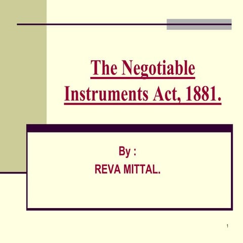 The negotiable instruments act, 1881 (2) | PPT