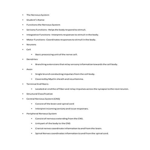 The nervous system | PDF