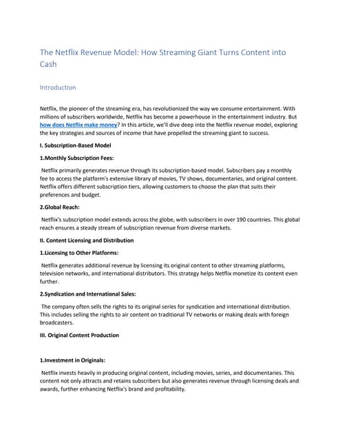 Netflix Business Model presentation | PPT