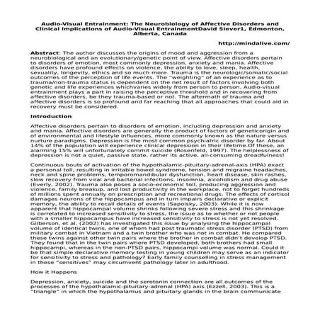 The neurobiology of affective disorders and clinical implications of ...