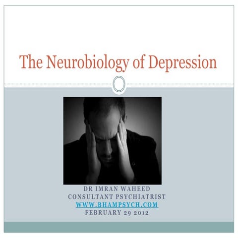 The Neurobiology of Depression (Dr Imran Waheed) | PPTX