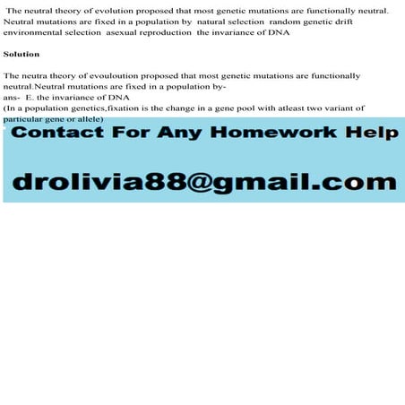 The neutral theory of evolution proposed that most genetic mutations .pdf