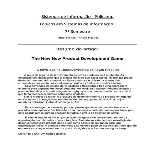 The New New Product Development Game (Port.) | PDF