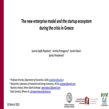 The new enterprise model and the startup ecosystem during the crisis in ...