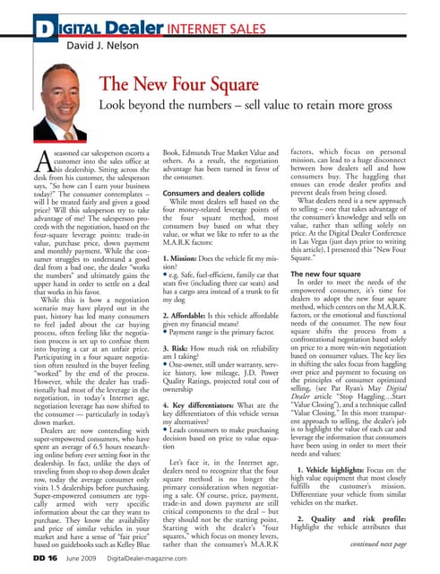 How To Use The Four Square System Sales Worksheet To Sell Cars. Car S…