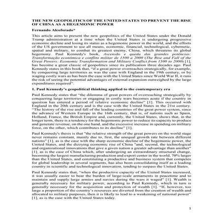 THE NEW GEOPOLITICS OF THE UNITED STATES TO PREVENT THE RISE OF CHINA ...