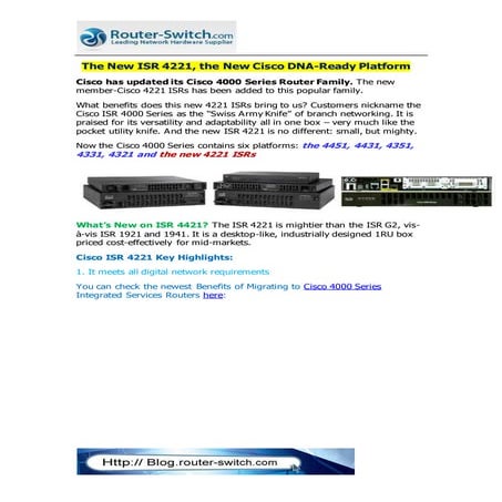 The new isr 4221, the new cisco dna ready platform | DOCX | Internet ...