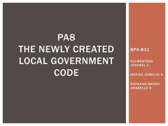 The Philippine Local Government Code | PPT | Developmental Sites | Real ...